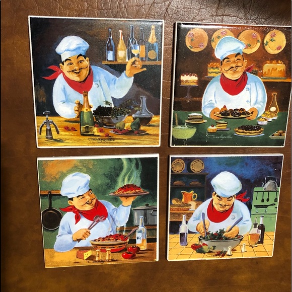 Chefs Cook | Kitchen | Chefs 4 Pc Tiles Coasters Drinks Home Decor ...